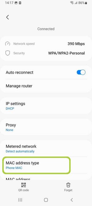 MAC address settings